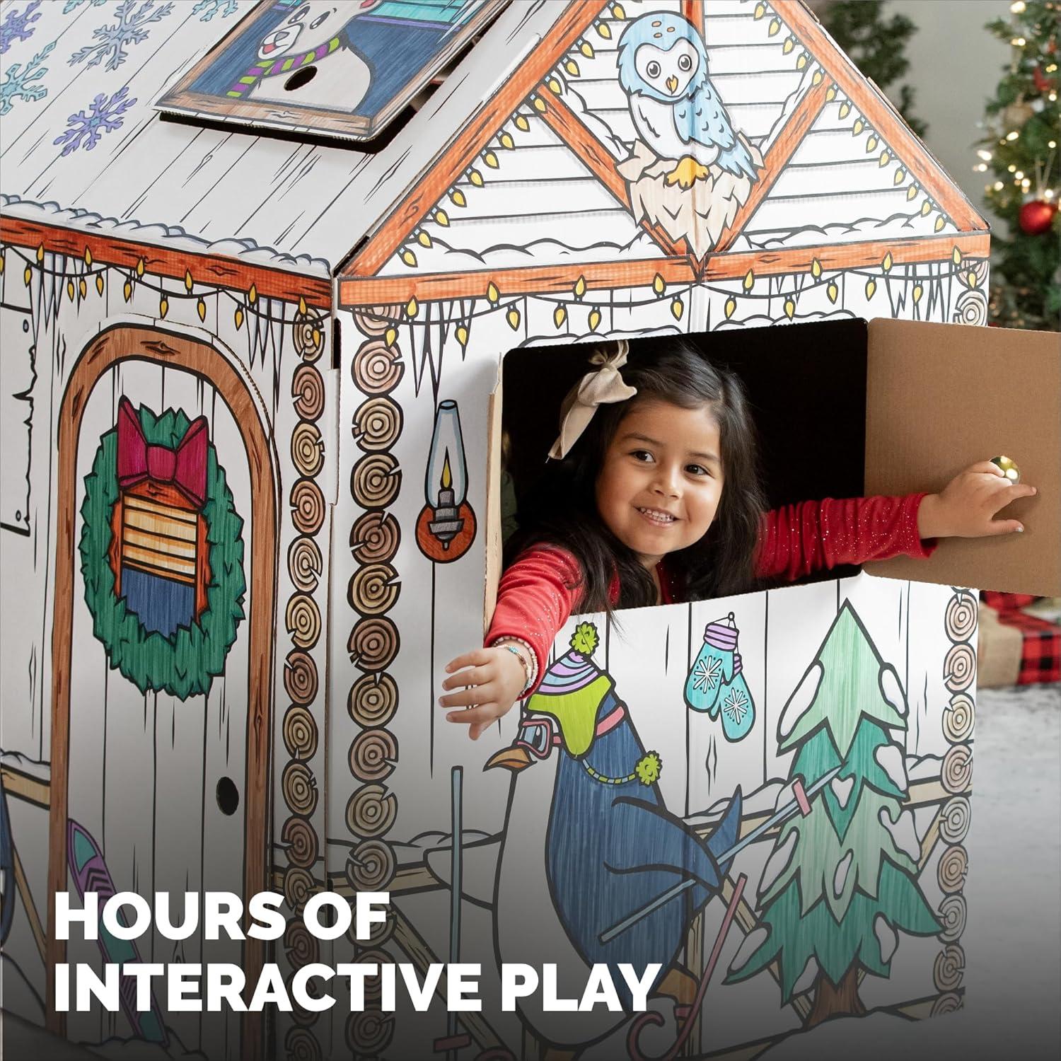 Bankers Box at Play Color in Winter Cottage Playhouse, Cardboard ...